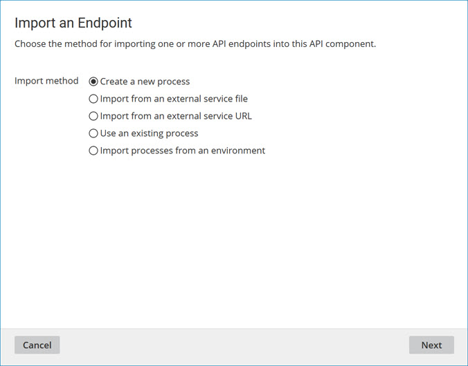 The Import an Endpoint wizard.